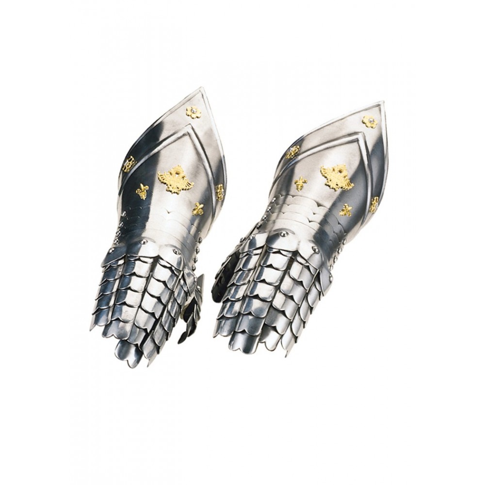 Medieval Gauntlets Gold-Decorated